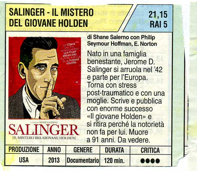 SALINGER-IL MISTERO DEL GIOVANE HOLDEN, di Shane Salerno, 2013 – Il ...