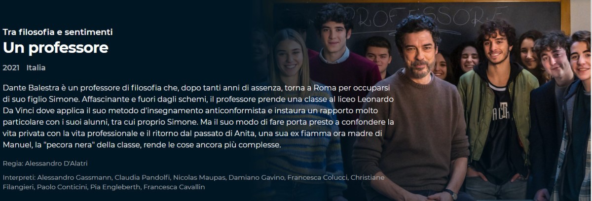 Un Professore: serie televisiva diretta da Alessandro D’Alatri, con ...